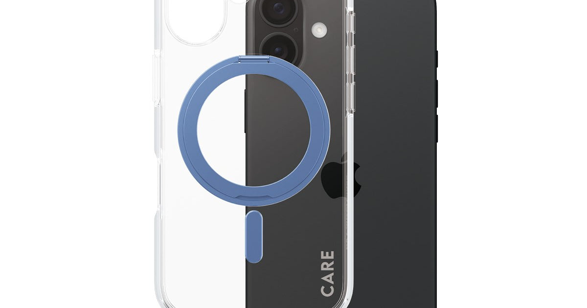 CARE by PanzerGlass® Feature Case Transparent m. Blå Kickstand & MagSa