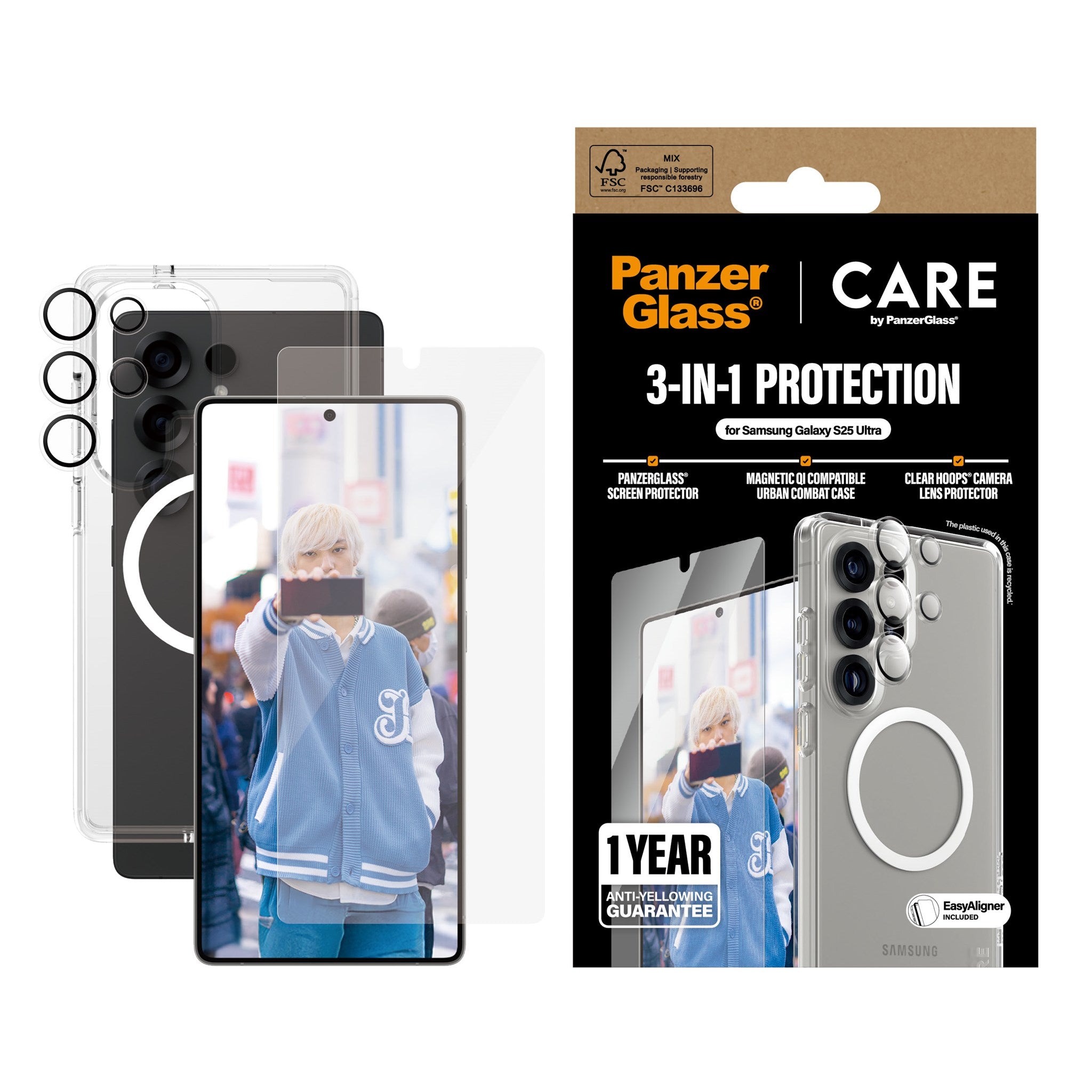 CARE by PanzerGlass® Flagship 3-in-1 Pakke Samsung Galaxy S25 Ultra